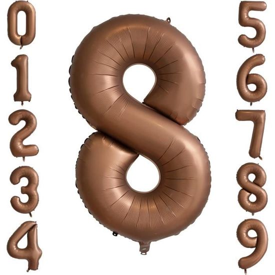 Ballon Numéro 8 Marron, 101 Cm Café Marron Numéro Ballons 40 Pouces ...