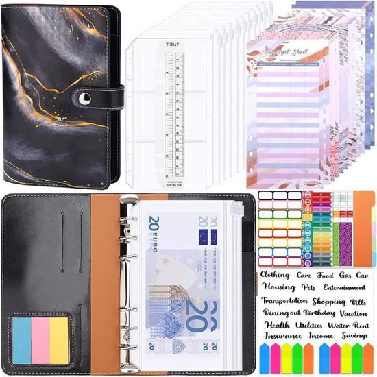 Tonsooze Classeur A6 enveloppe budget, 35pc PU Cuir Budget Planner ...