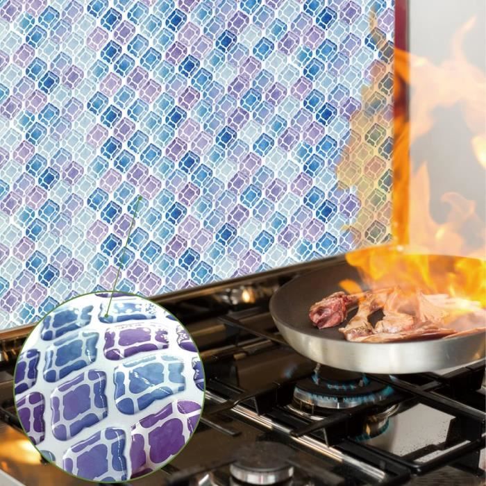 Credence Adhesive Pour Cuisine Figures Géométriques Bleu-Violet ...
