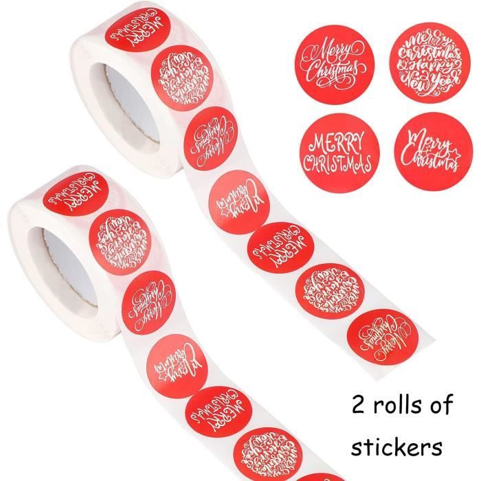 Autocollants de Noël - Gommettes - 1000 pièces - Ronde - Rouge et Blanc ...