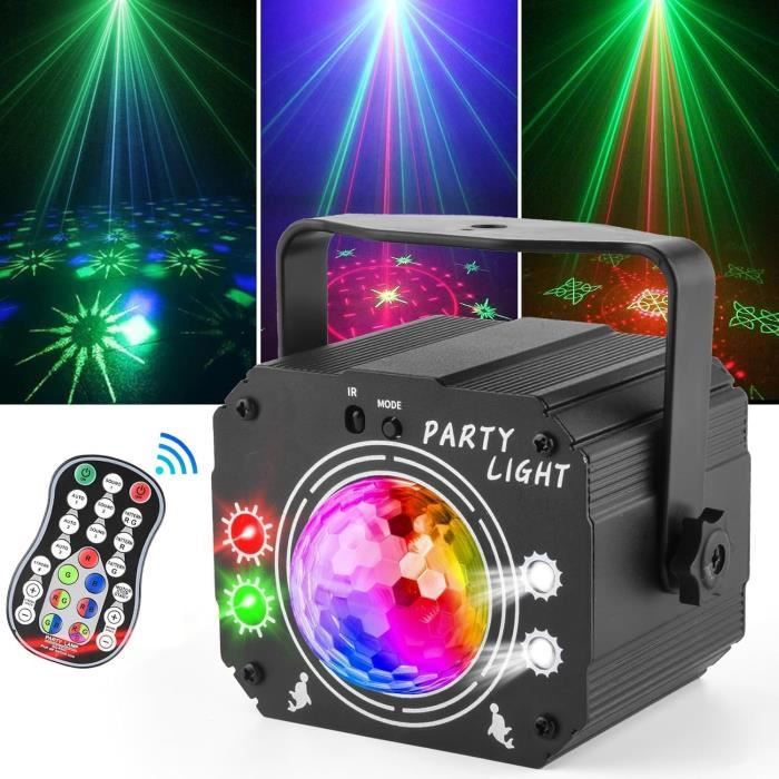Mini Lumière Disco 3 en 1 avec Télécommande,Boule Disco avec Stroboscope,Lumière de Fête DJ LED ...