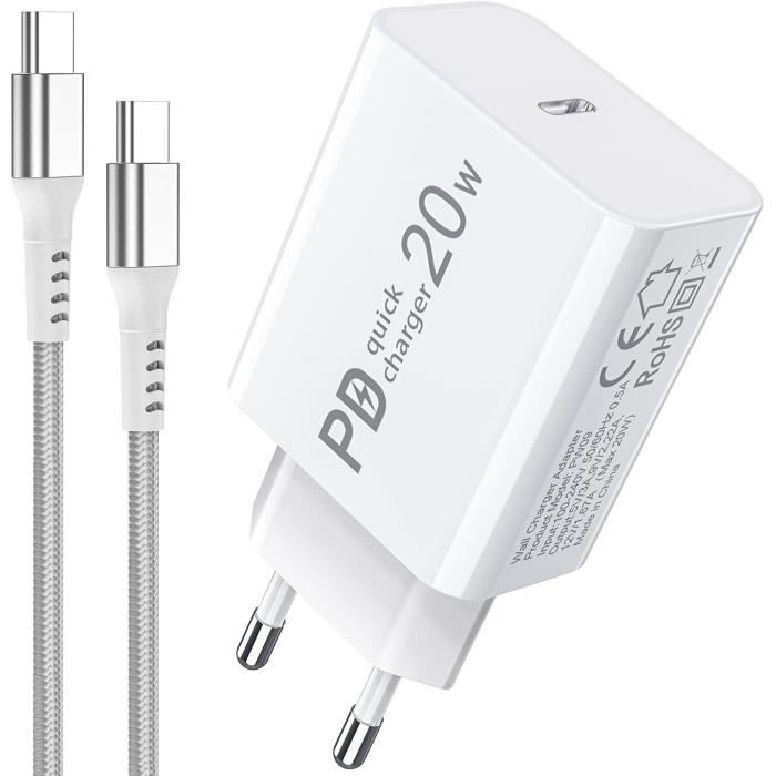 20W Chargeur USB C pour Xiaomi Redmi Note 10 9 Pro 8T 9T 8 2021 10S 9S,Mi 11 11i 5G-11 Ultra-11T ...