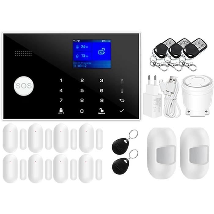 Système d'alarme WiFi GSM Tuya Maison Intelligente écran TFT RFID APP Clavier Tactile Maison ...