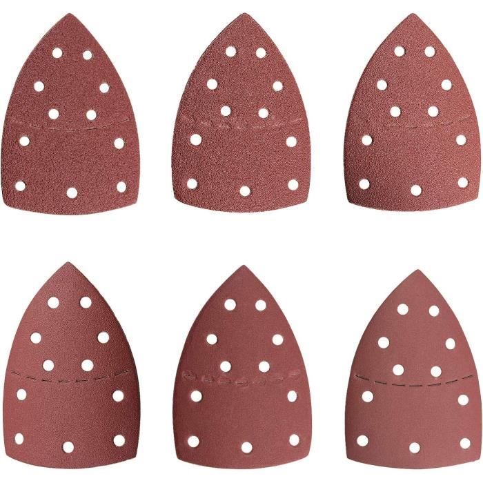 Lot de 60 Feuilles Abrasives, Papier de Ponçage Triangles 11 Trous 40 ...