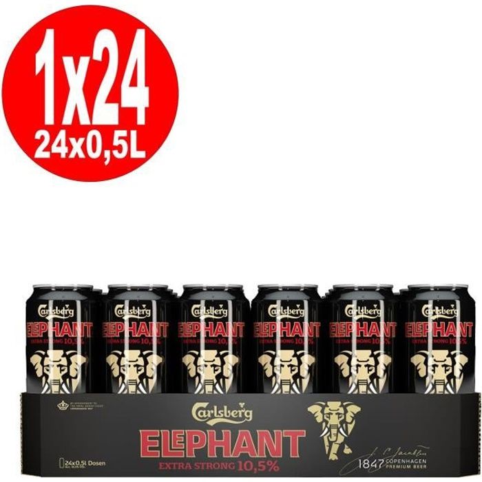 Bidons de 24 L (0,5 L) Carlsberg Elephant Beer bière extra forte, bière ...