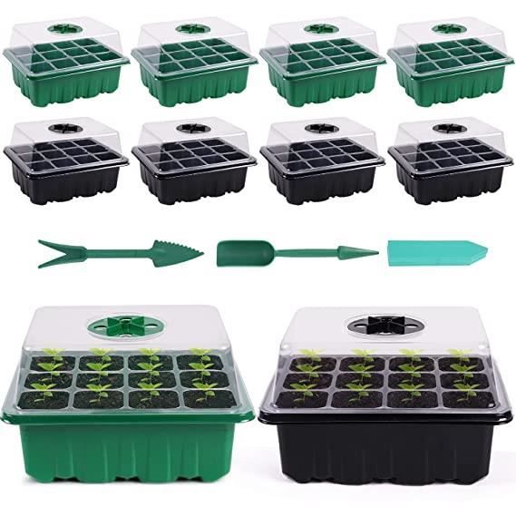 10 Pièces Mini Semis de Serre 12 Bac à Semis Cellulaire avec Couvercle ...