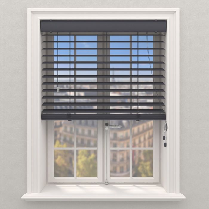 Store vénitien PVC, Anthracite, Lames 50mm, Faux Wood, L.90 x H. 130 ...