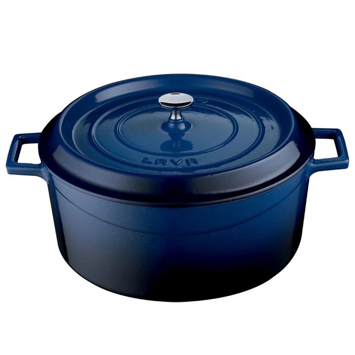 Cocotte Poêle à Frire LAVA en Fonte Bleu - Ø 28 ou 32 cm - Combisteel - Bleu Foncé - l410- L1 ...