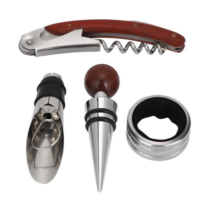 Tire-Bouchon À Vin 4 Pièces Kit D'Ouvre-Bouteille De Vin Multifonctionnel Bouchon Tire-Bouchon ...