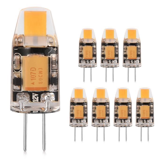 LEDGLE Lot de 8 LED Ampoules 1.5W G4 120lm, blanc chaud, 2800K, non-dimmable, COB LED perle, 8 ...