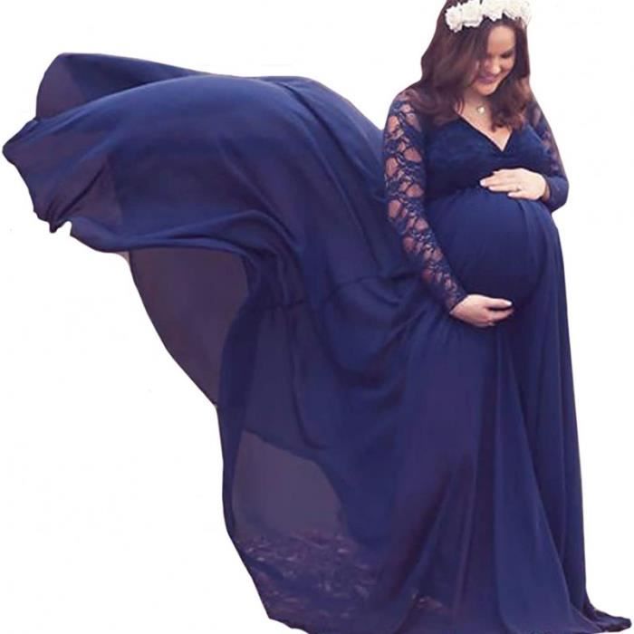 Robe de maternité - Elégante Plage Photoshoot Costume - Bleu royal Bleu ...