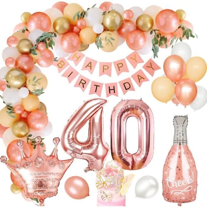 Décoration Anniversaire 40 Ans, Deco Anniversaire Ballons Or Rose Avec ...