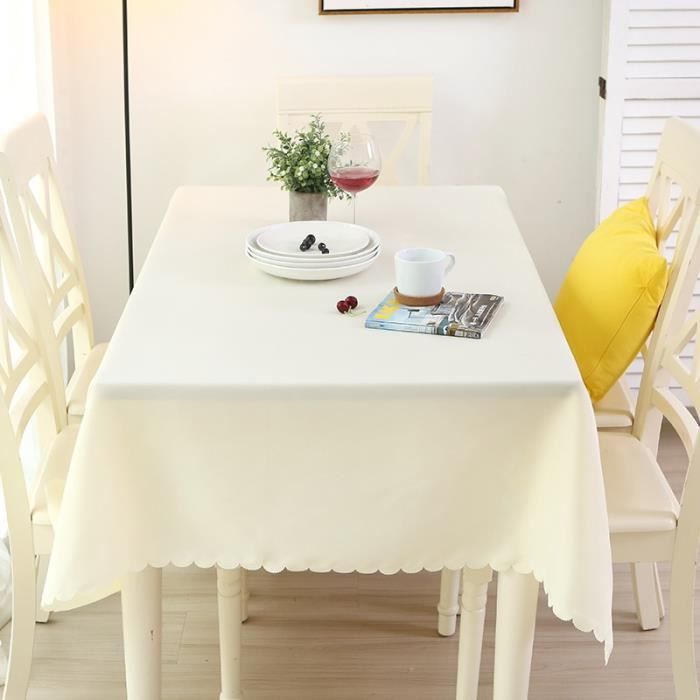 Beige White 120x120cm -Nappe de Table à manger rectangulaire, couleur ...