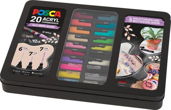 Uni-Ball 186829-Posca Marker Set,Étui De 20 Pièces,Instructions Pour 3 ...