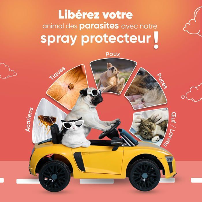 Spray Anti Puce Anti Tique Chien Et Chat 500Ml - Spray Non Tachant Avec ...