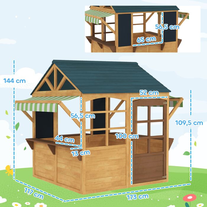 LIA Cabane enfant extérieur pliable avec porte, fenêtres, stations de ...