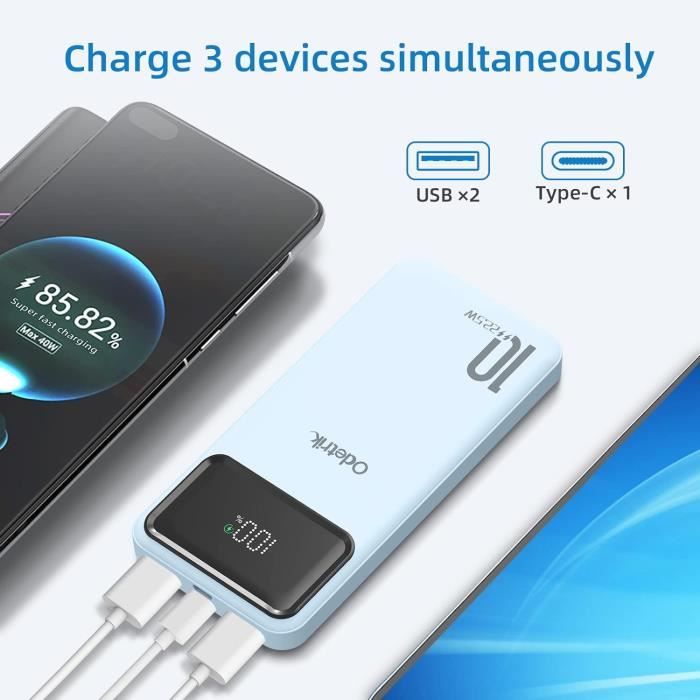 Power Bank Chargeur Portable 10 000 Mah 22,5 W Pd Charge Rapide Batterie Pack Qc 3.0 Chargeur De ...