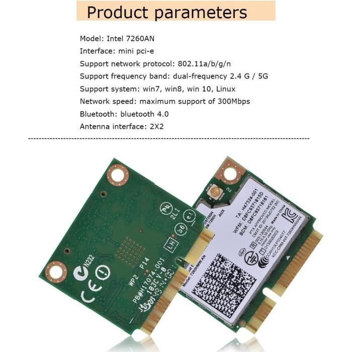 Carte Bluetooth Wifi Double Bande Sans Fil 300 Mbps Carte Réseau Pci-E ...