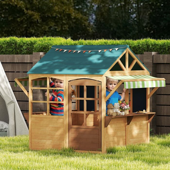 LIA Cabane enfant extérieur pliable avec porte, fenêtres, stations de ...