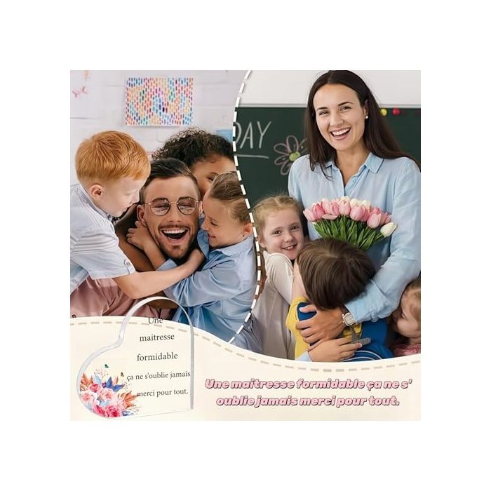 Cadeau Maitresse d'école Forme de Coeur Acrylique Ornements Merci ...