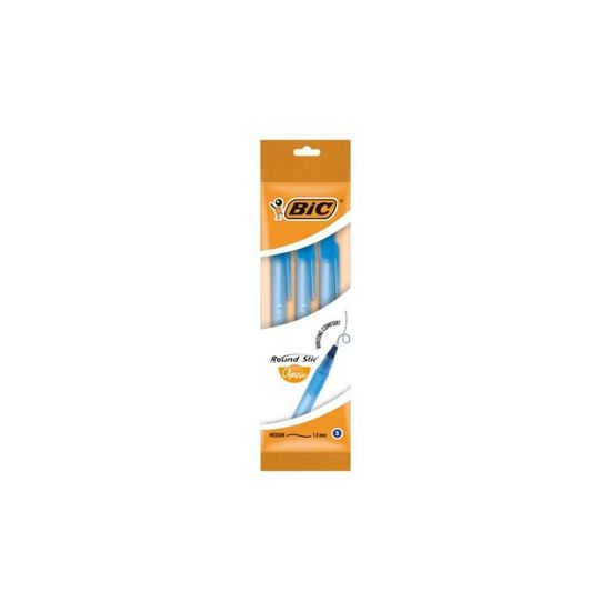 BIC - Stylo à billes Round Stic Bleu x 3 pcs - Cdiscount Beaux-Arts et ...
