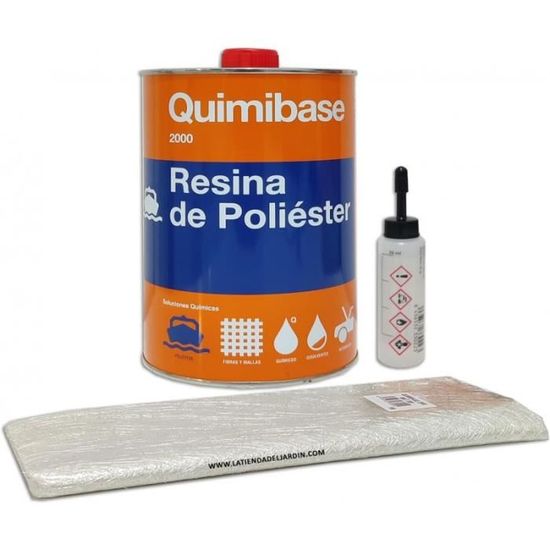 Kit Résine Polyester - Suinga - 1 kg - Résine 750 g - Tissu en fibre de ...