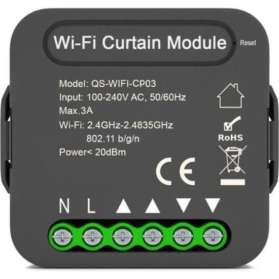 Module Interrupteur Volet Roulant Connecté WiFi - Noir - Contrôle ...