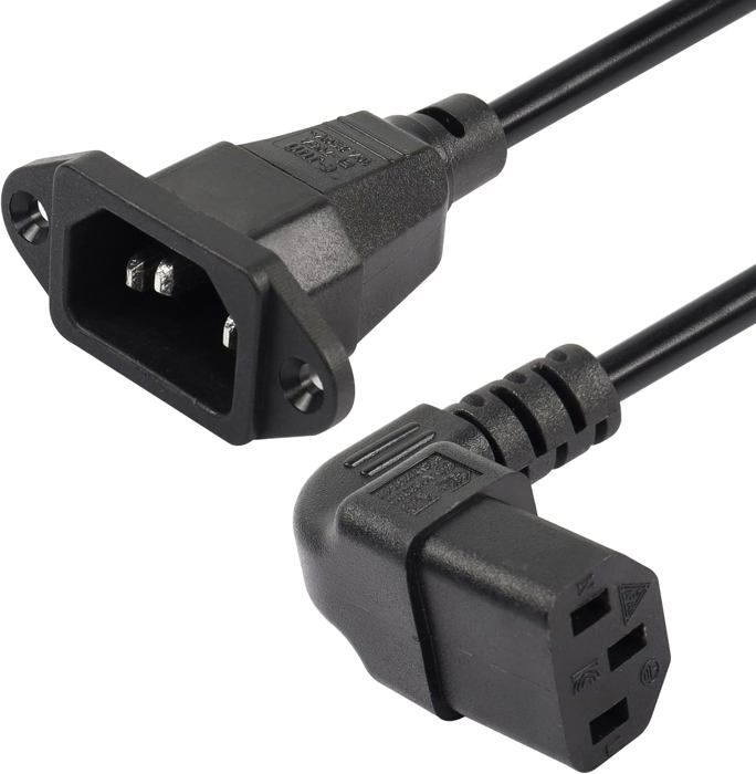 Montage sur Panneau C14 à 90 degrés C13 Câble d'extension d'alimentation PDU,IEC 320 C14 mâle ...