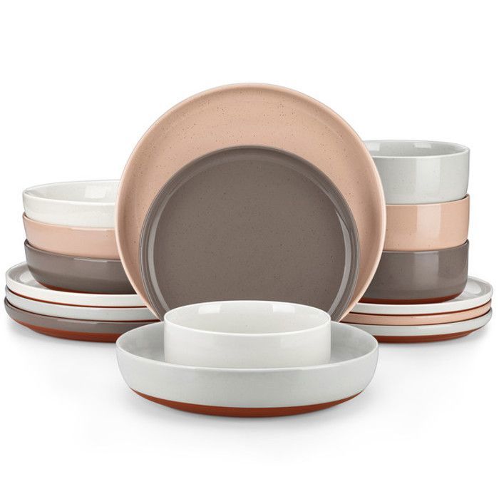 MALACASA TARA, 16 pièces Service de Table en Porcelaine, ensemble d ...