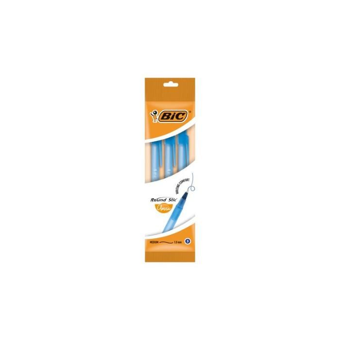 BIC - Stylo à billes Round Stic Bleu x 3 pcs - Cdiscount Beaux-Arts et ...