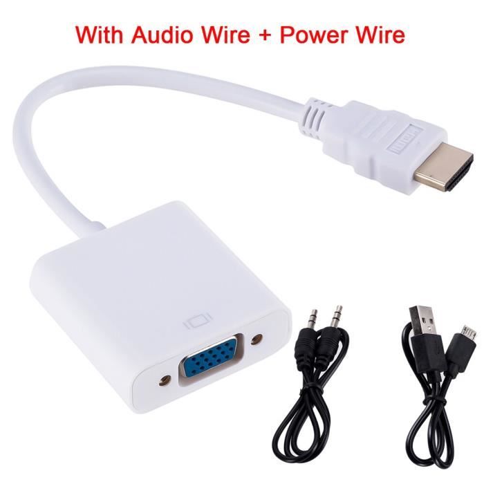 Blanc avec des câbles - convertisseur mâle-femelle pour PS4 HD 1080P ...