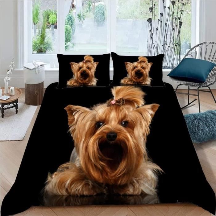 Housse De Couette 220X240 Adulte Yorkshire Terrier Parure De Lit 2 ...
