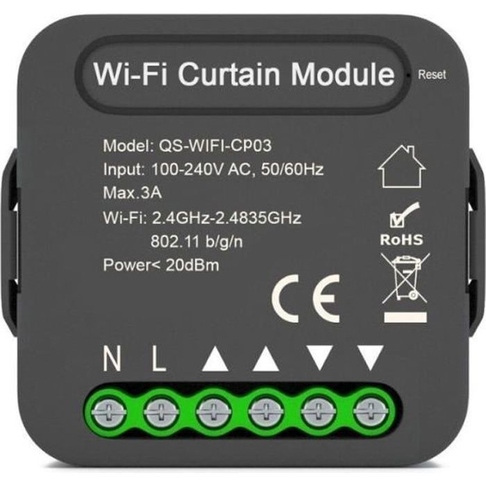 Module Interrupteur Volet Roulant Connecté WiFi - Noir - Contrôle ...
