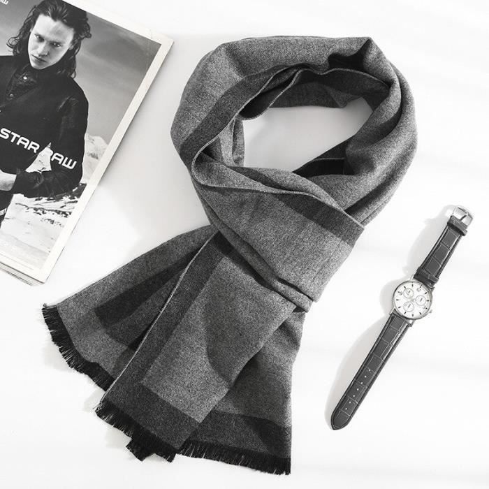 Echarpe,Foulard en cachemire pour homme, écharpe en soie, couleur Pure ...