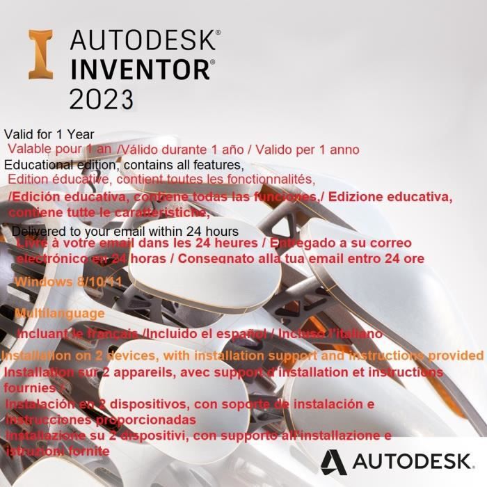 Logiciel - Autodesk - Inventor Professional 2023 - Licence éducative ...
