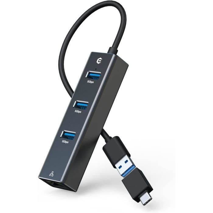 Hub Usb 3.0 Ethernet, 4 En 1 Hub Usb 3.0 Avec 3* Usb 3.0 Et Rj45 ...