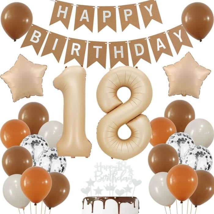 Ballons 18 Ans Brau, Decoration Anniversaire 18 Ans Beige,18 ...