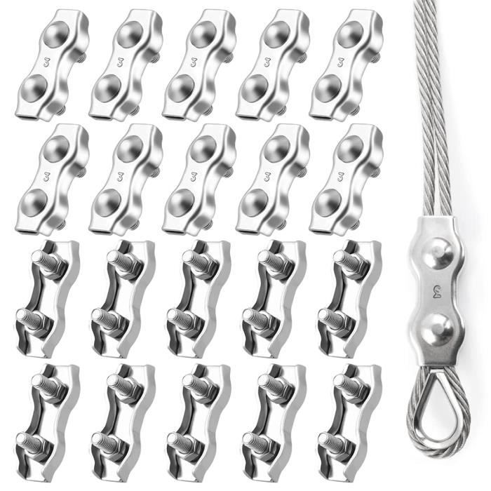 Pince De Câble Duplex 20 Pièces M2 Clip De Câble Métallique Pour Câble ...