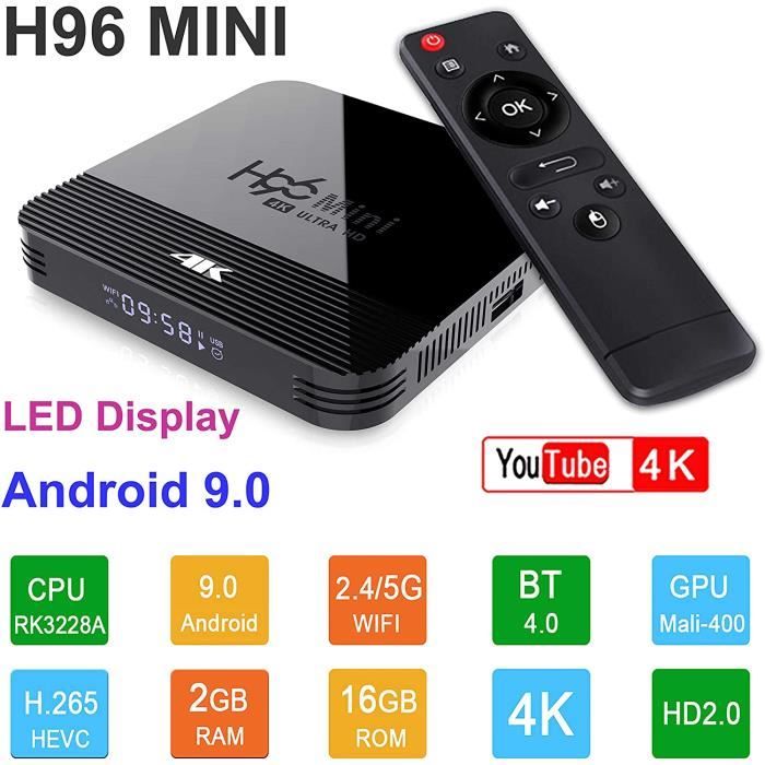 Décodeur DELAMAN H96 Mini TV box 2Go 16Go Android IPTV et décodeur ...