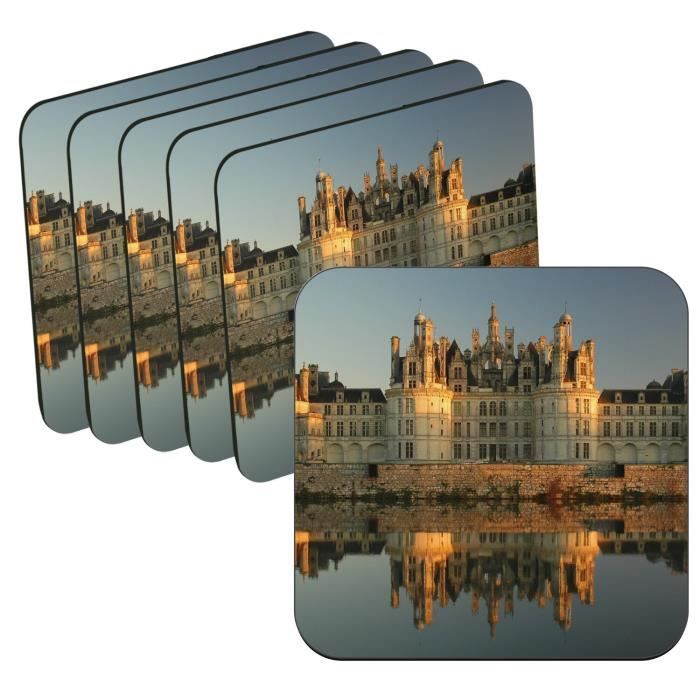 Sous Verre Liège (Lot de 6) Chateau de Chambord Vue Frontale ...