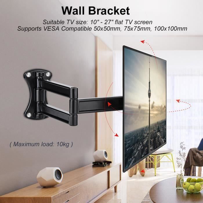 LUCKYLY-Support TV mural inclinable et orientable à 90 de 10 à 27 en ...