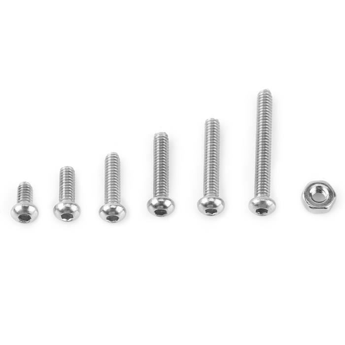 HURRISE Vis à six pans creux M2 Vis M2 Matériel 230 Pièces M2 Acier Inoxydable Ss304 Vis à Tête ...