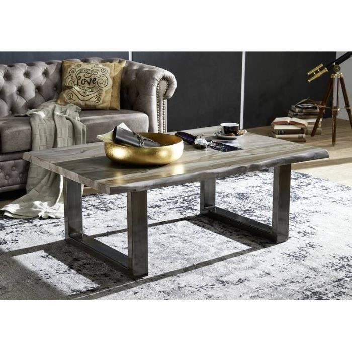 Table basse 110x60cm - Bois de Sheesham/Palissandre laqué (Smoked oak ...