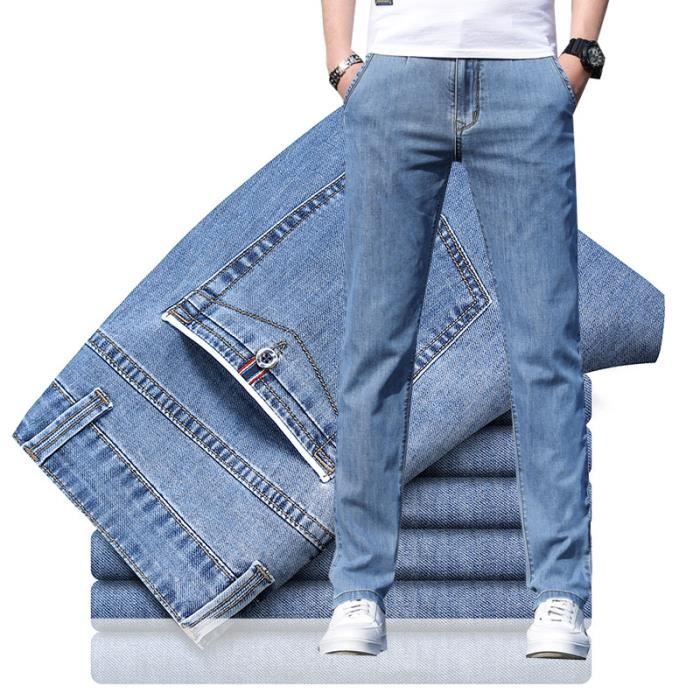 Jean Homme Extensible Leger Slim Fit Coupe Droite Casual - Light blue ...