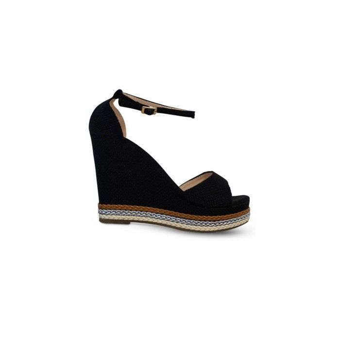Sandales à talon compensées Noir Femme Noir - Cdiscount Chaussures