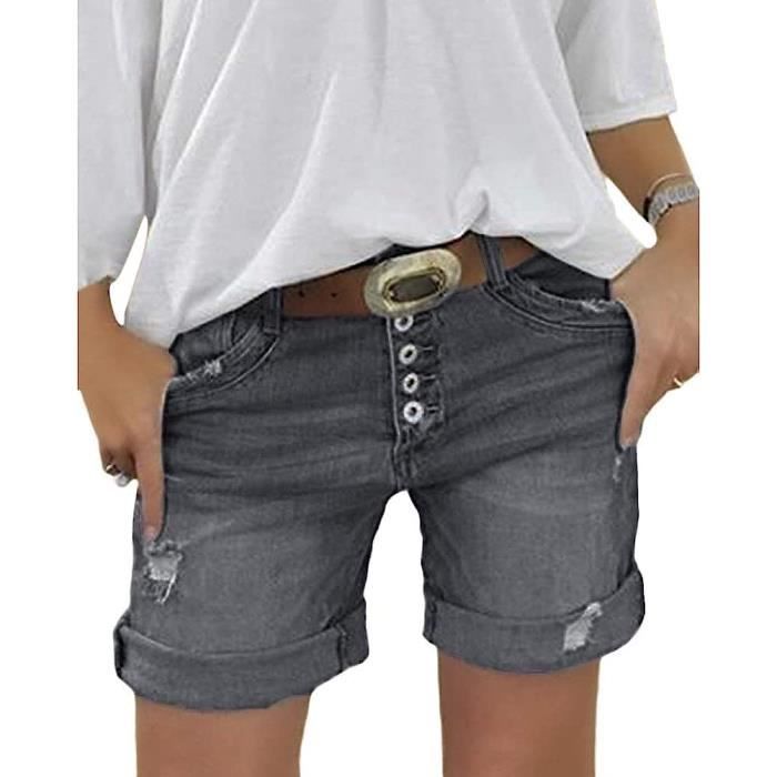 Bermudas Femme Jeans Shorts Été Taille Haute Pantalon Court en Jean ...