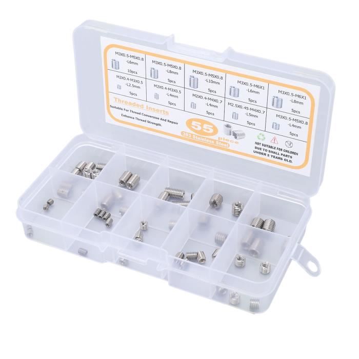 Qiilu écrou fileté Lot de 55 écrous filetés M2 M2.5 M3 en acier ...