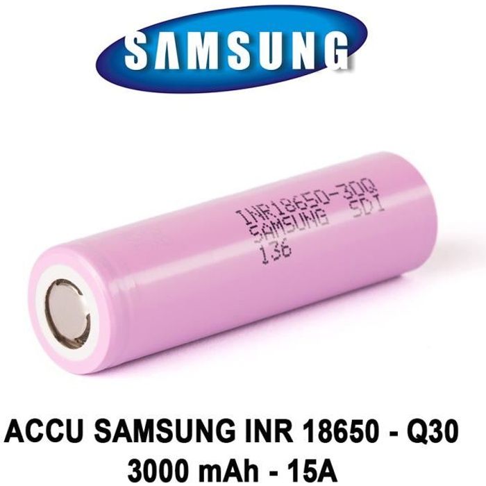ACCU SAMSUNG INR 18650 - 30Q - 3000 MAH - 15A - pour Boxs, e-cigarettes ...