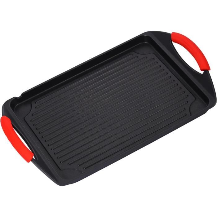 Plaque De Grill Avec Poignées En Silicone, Plaque De Cuisson Durable ...