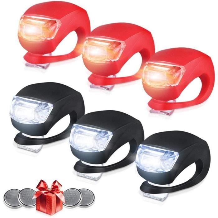 Feux avant et arrière de vélo LED à clipser en silicone SSS - Rouge ...